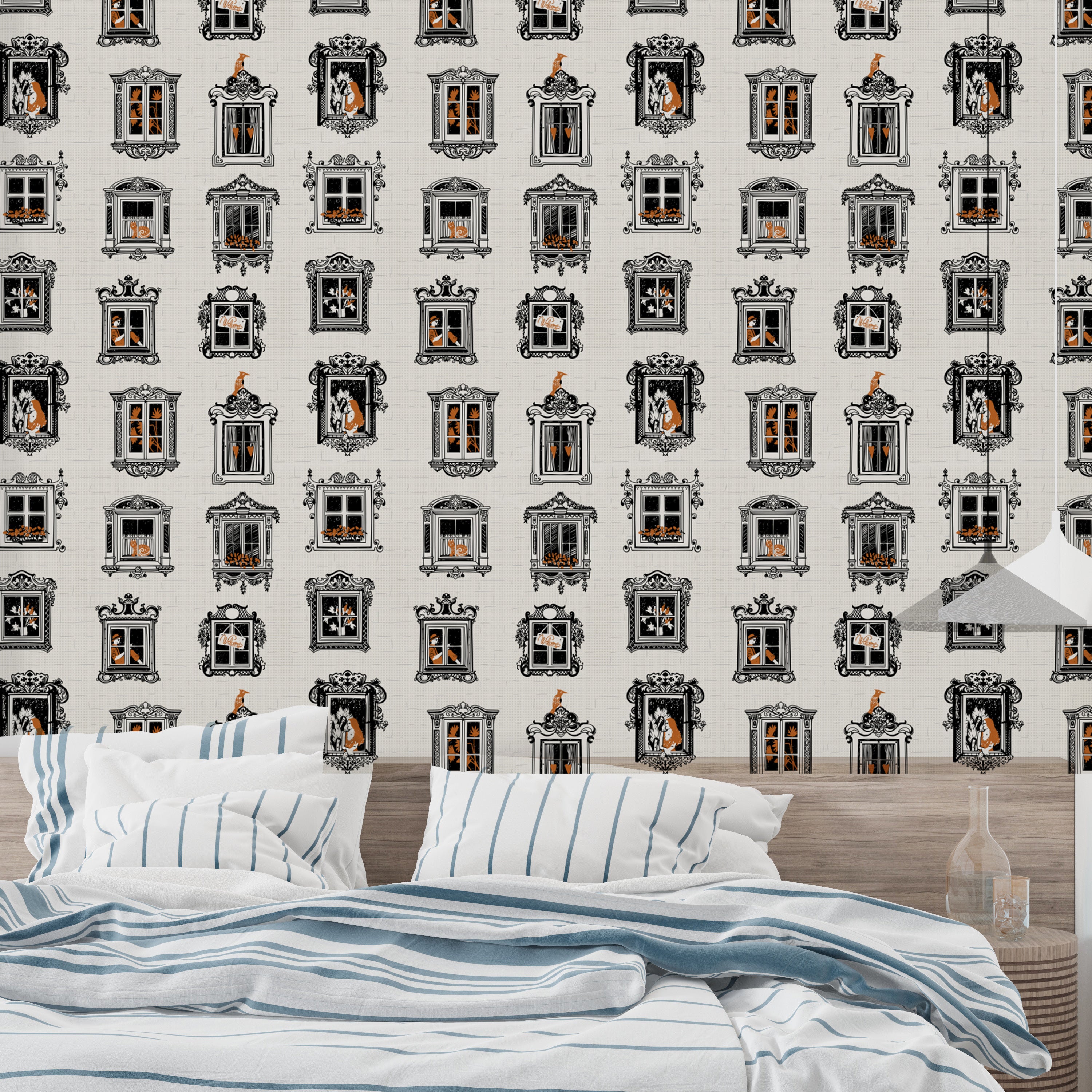 Acquire Elegant Vintage Repeat Window Pattern Wallpaper