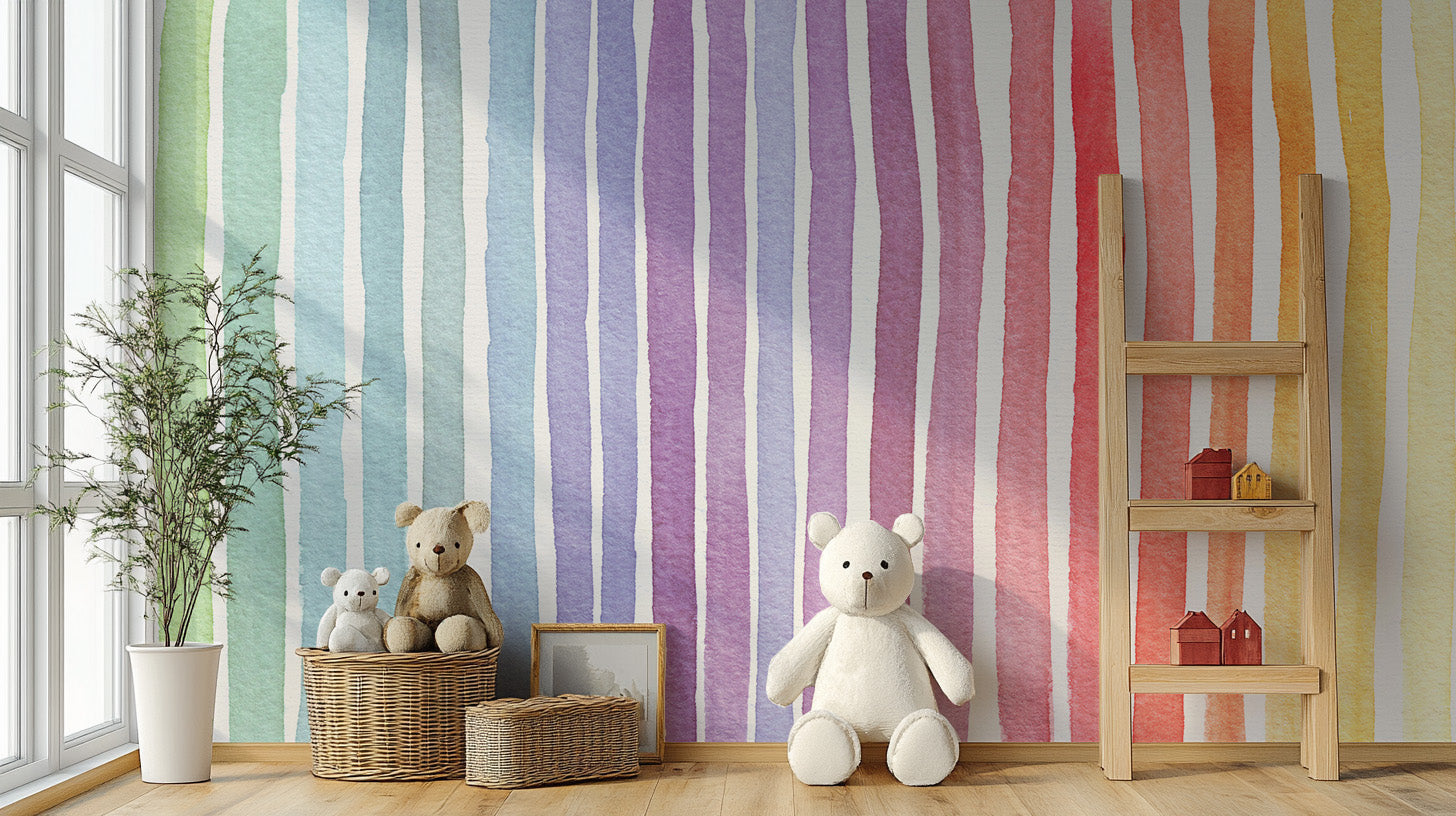 Transform Any Room with Rainbow Striped Wallpaper - Shop Now!
